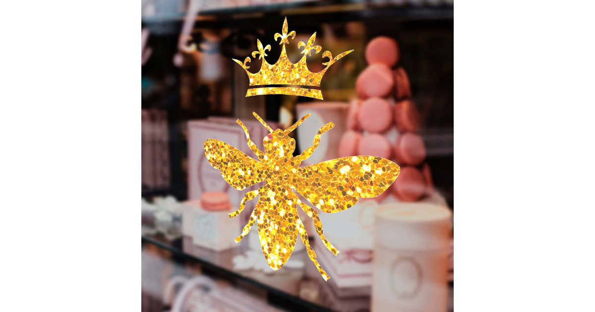 simulated chunky glitter Queen Bee Window Cling | Zazzle