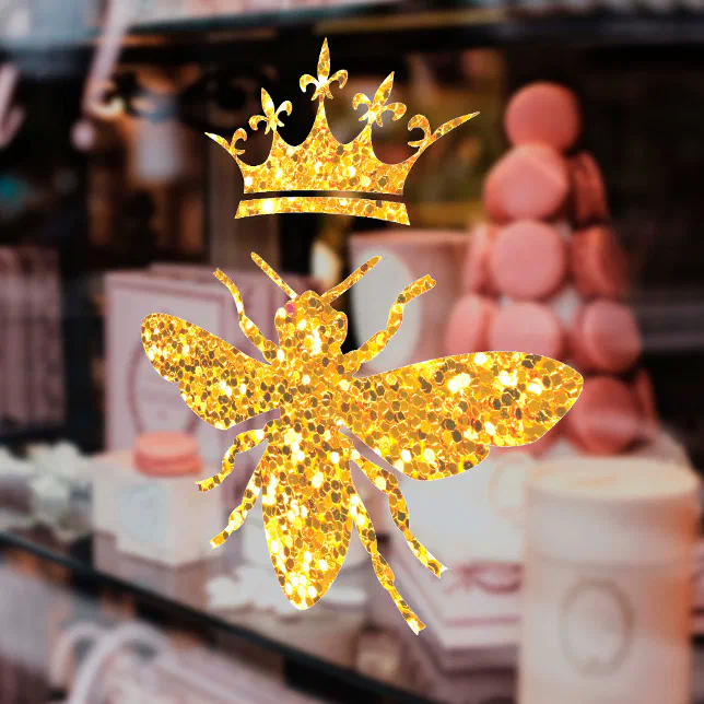 simulated chunky glitter Queen Bee Window Cling | Zazzle