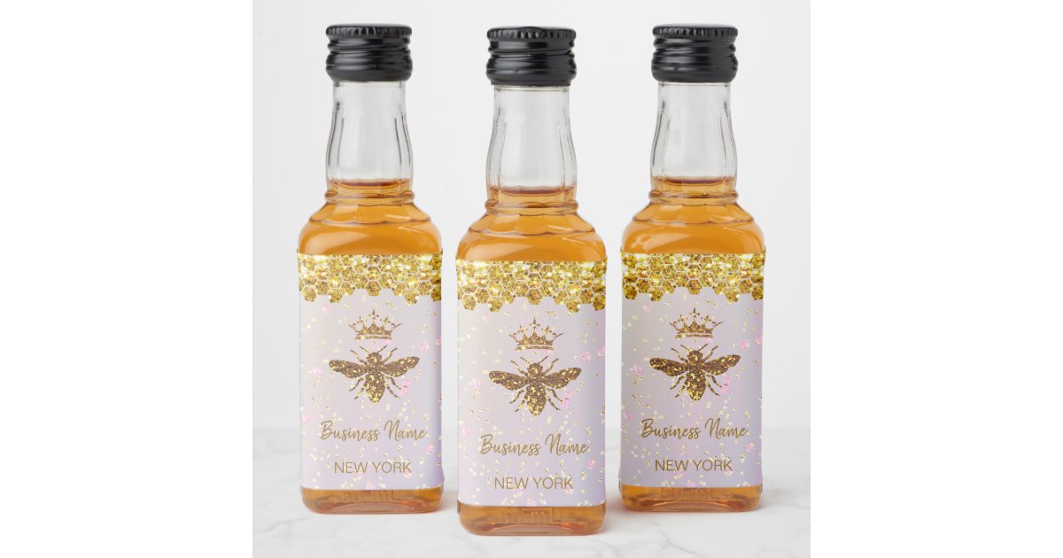 simulated glitter bee liquor bottle label | Zazzle