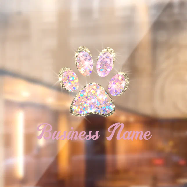 simulated glitter paw print window cling | Zazzle