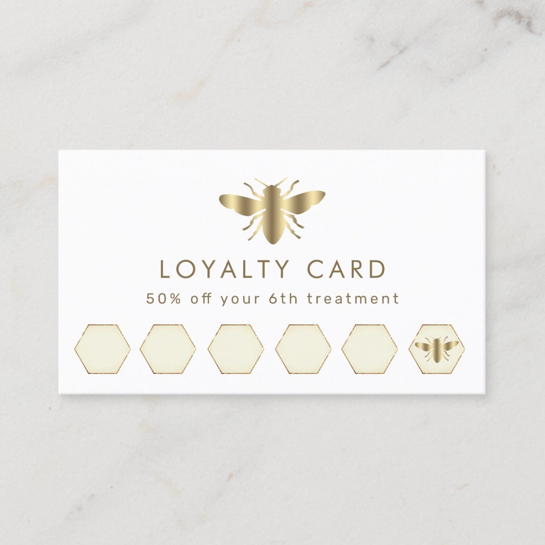 simulated gold foil bee loyalty card | Zazzle
