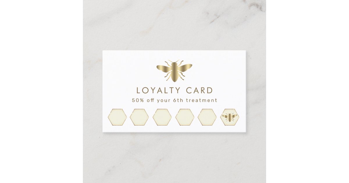 simulated gold foil bee loyalty card | Zazzle