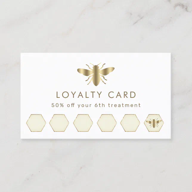 simulated gold foil bee loyalty card | Zazzle