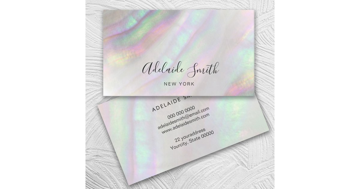simulated iridescent shell business card | Zazzle