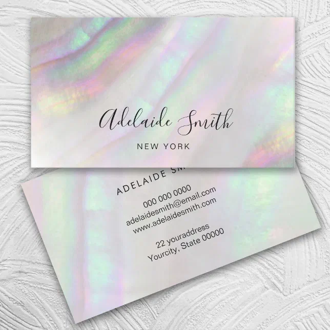 simulated iridescent shell business card | Zazzle