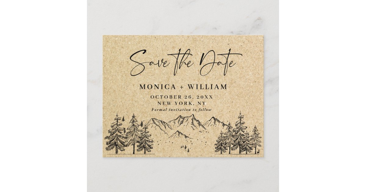 Simulated Kraft Paper Wedding Save the Date Postcard | Zazzle