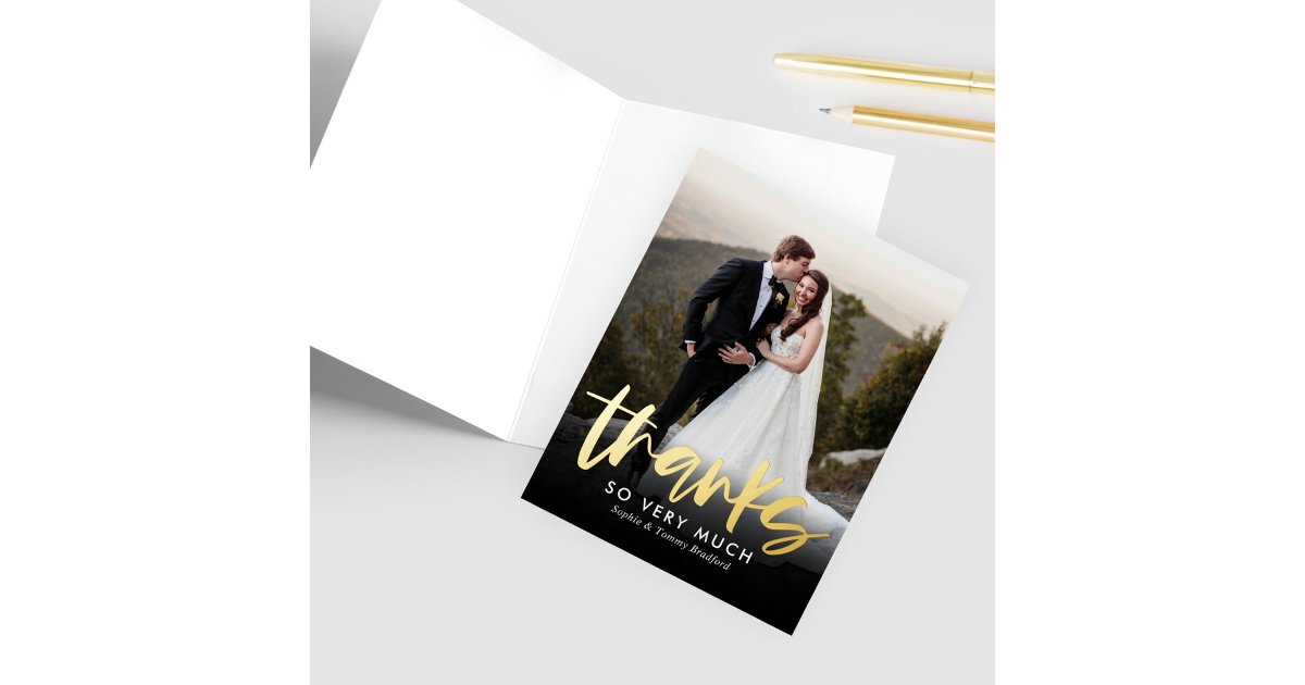 Sincere Thanks FOIL Photo Thank You Card | Zazzle
