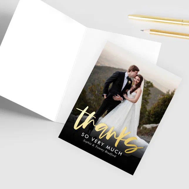 Sincere Thanks FOIL Photo Thank You Card | Zazzle