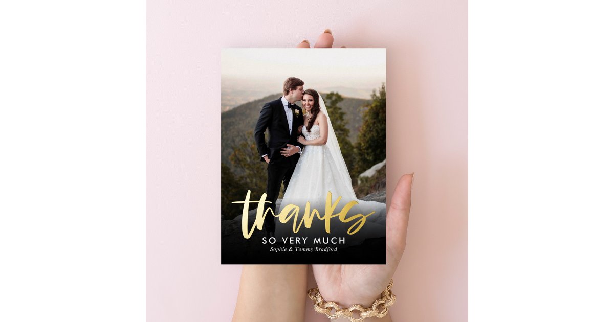 Sincere Thanks FOIL Thank You Postcard | Zazzle