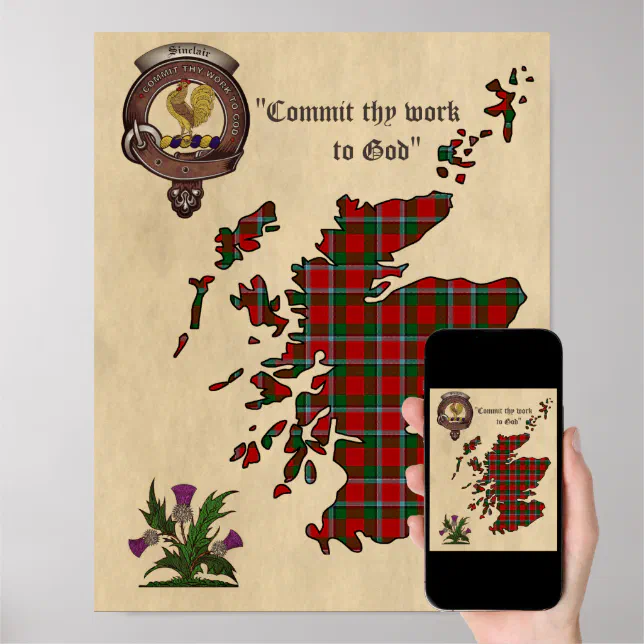Sinclair Clan Badge and Tartan Poster 11x14 | Zazzle