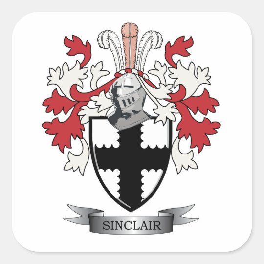 Sinclair Family Crest Coat of Arms Square Sticker | Zazzle.com