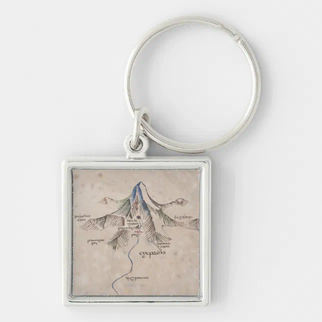 Sindarin Map of The Lonely Mountain Keychain | Zazzle