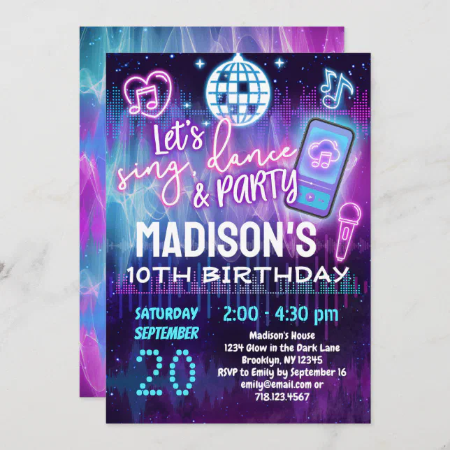 Sing, Dance & Party Girls Music Birthday Party Invitation | Zazzle