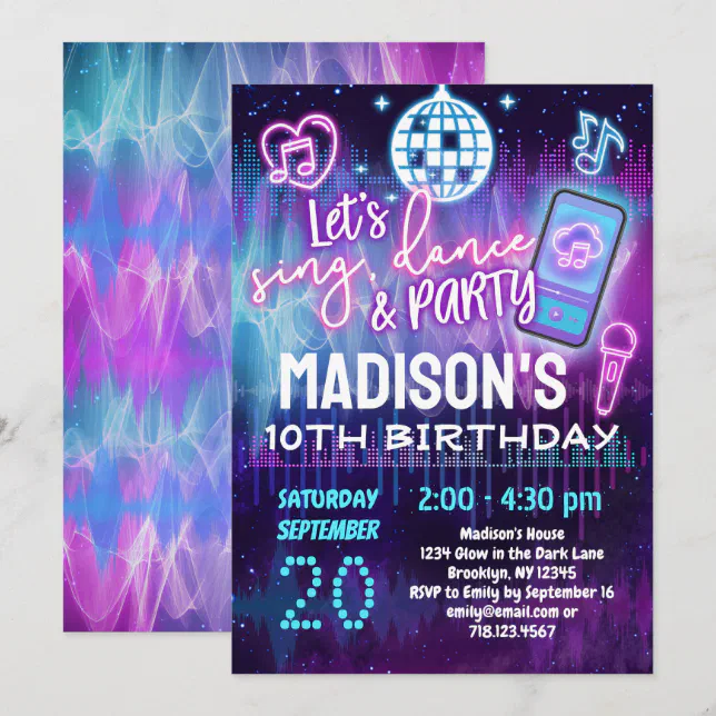 Sing, Dance & Party Girls Music Birthday Party Invitation | Zazzle
