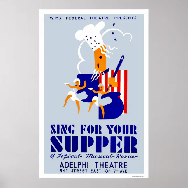Sing For Supper Musical 1939 WPA Poster | Zazzle