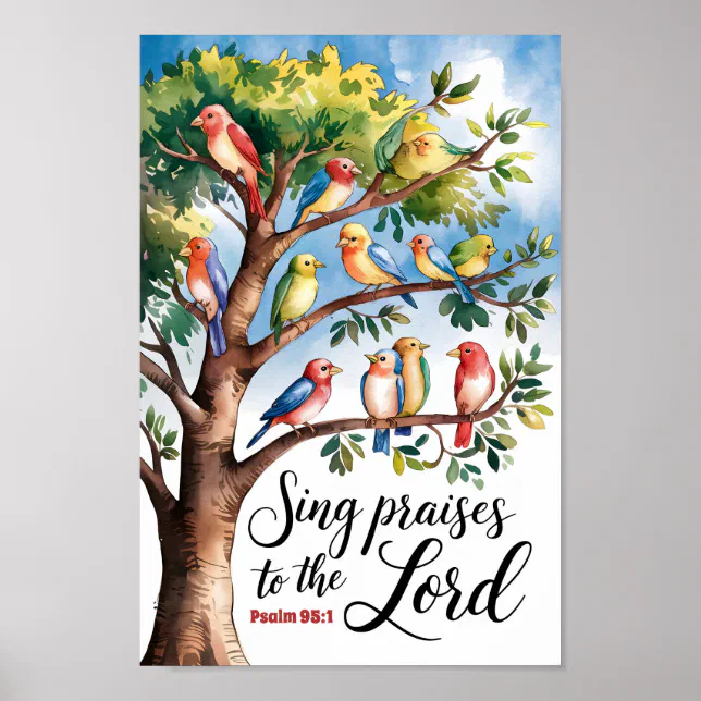 Sing Praises to the Lord Christian Nursery Kids Poster | Zazzle