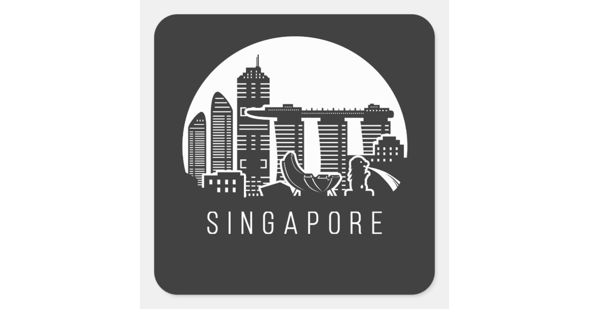 Singapore City Skyline Square Sticker | Zazzle