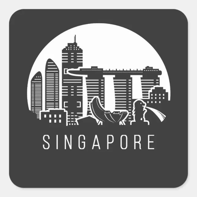 Singapore City Skyline Square Sticker | Zazzle