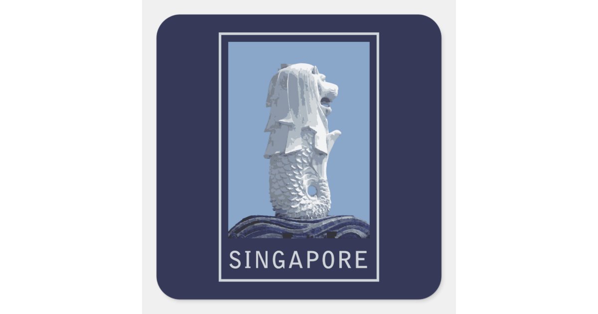 Singapore Merlion Square Sticker | Zazzle