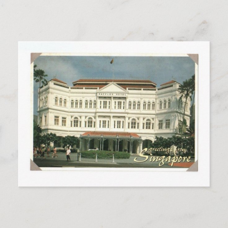 SINGAPORE RAFFLES HOTEL POSTCARD | Zazzle