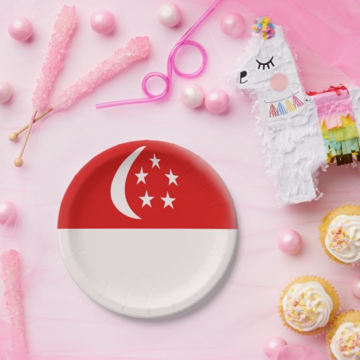 Singapore Singapura Singaporean Flag Paper Plates | Zazzle