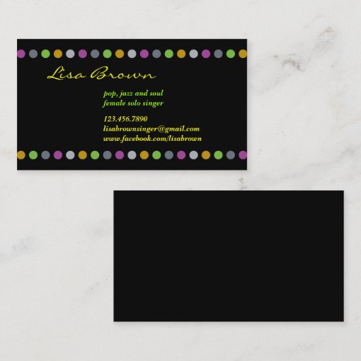 Singer Entertainer Business Card | Zazzle