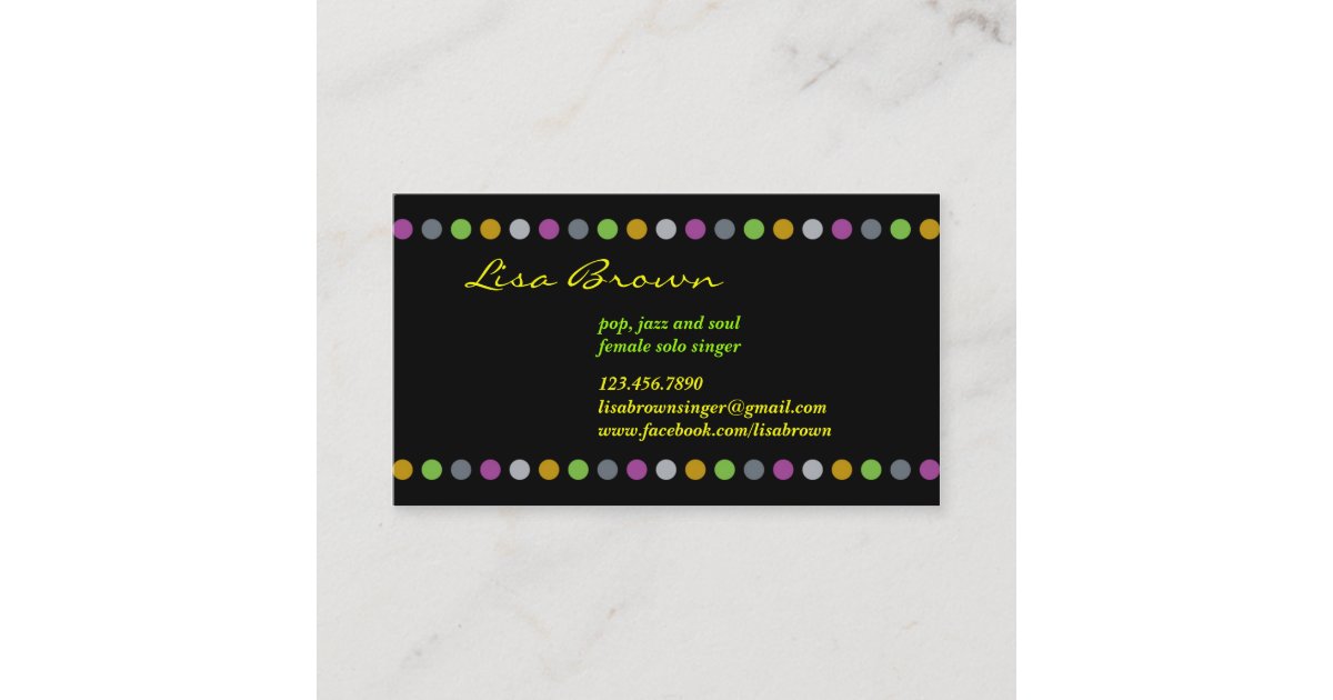 Singer Entertainer Business Card | Zazzle