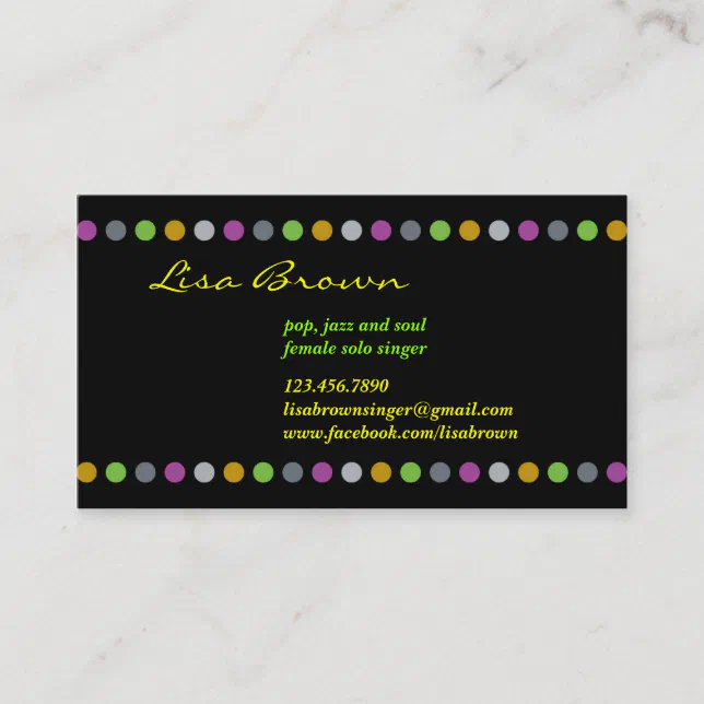 Singer Entertainer Business Card | Zazzle
