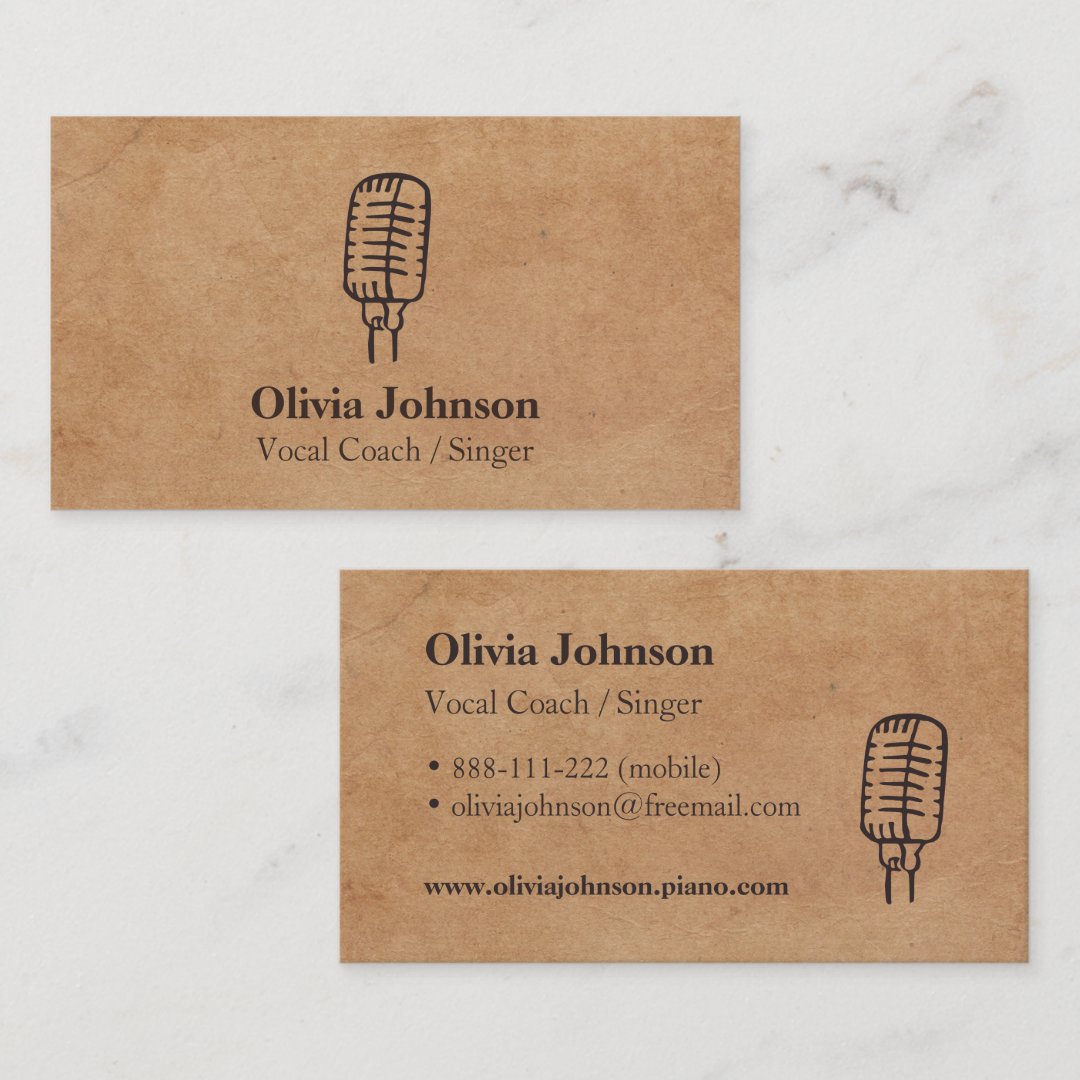 Singer Microphone Texture Effect Business Cards | Zazzle