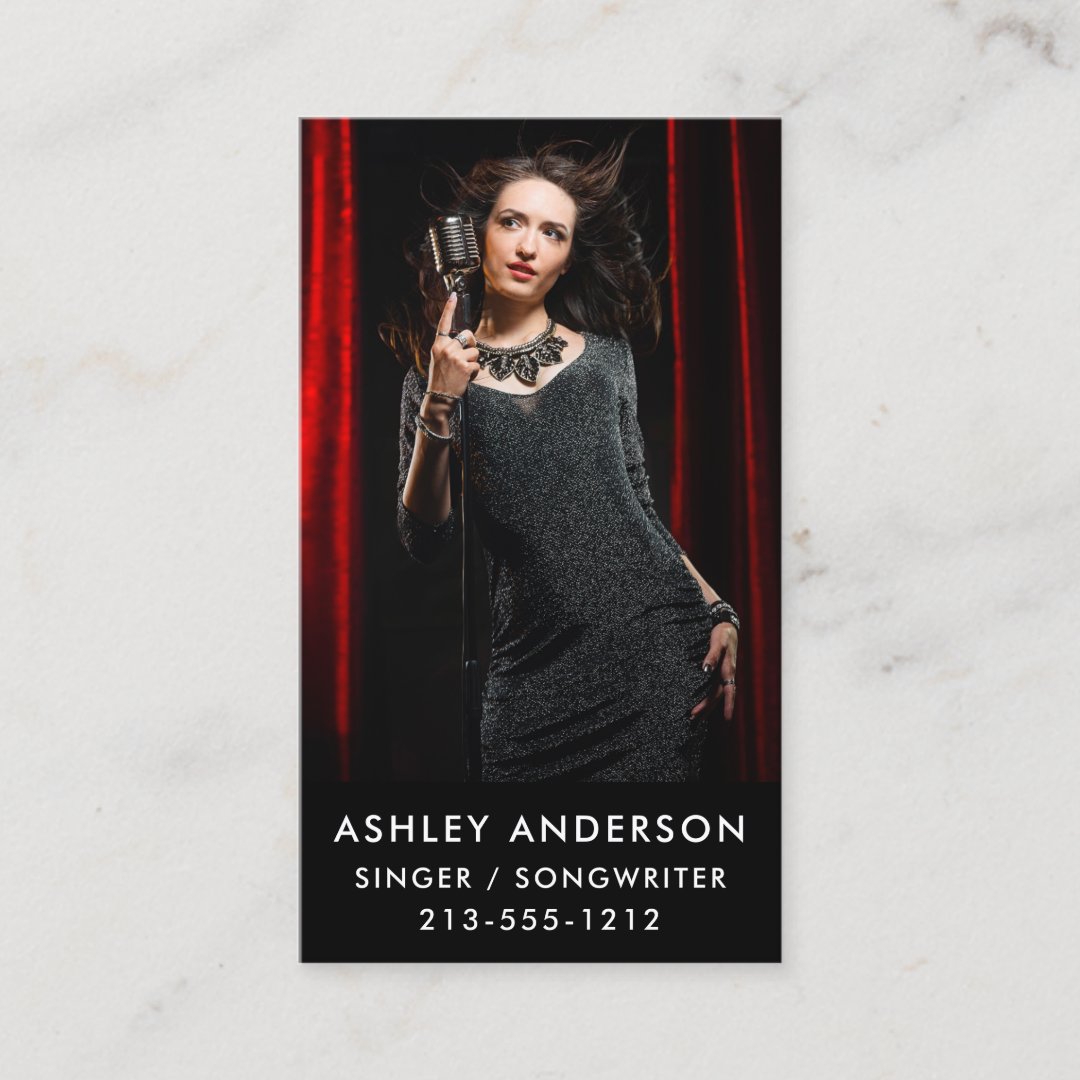 Singer Musician Full Photo Promo Business Card | Zazzle