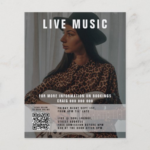 Singer Musician Music Photo QR Code Promotional Flyer | Zazzle