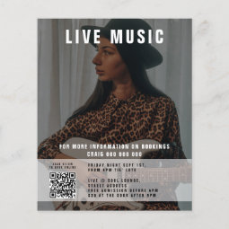 Singer Musician Music Photo QR Code Promotional Flyer | Zazzle