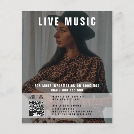 Singer Musician Music Photo QR Code Promotional Flyer | Zazzle