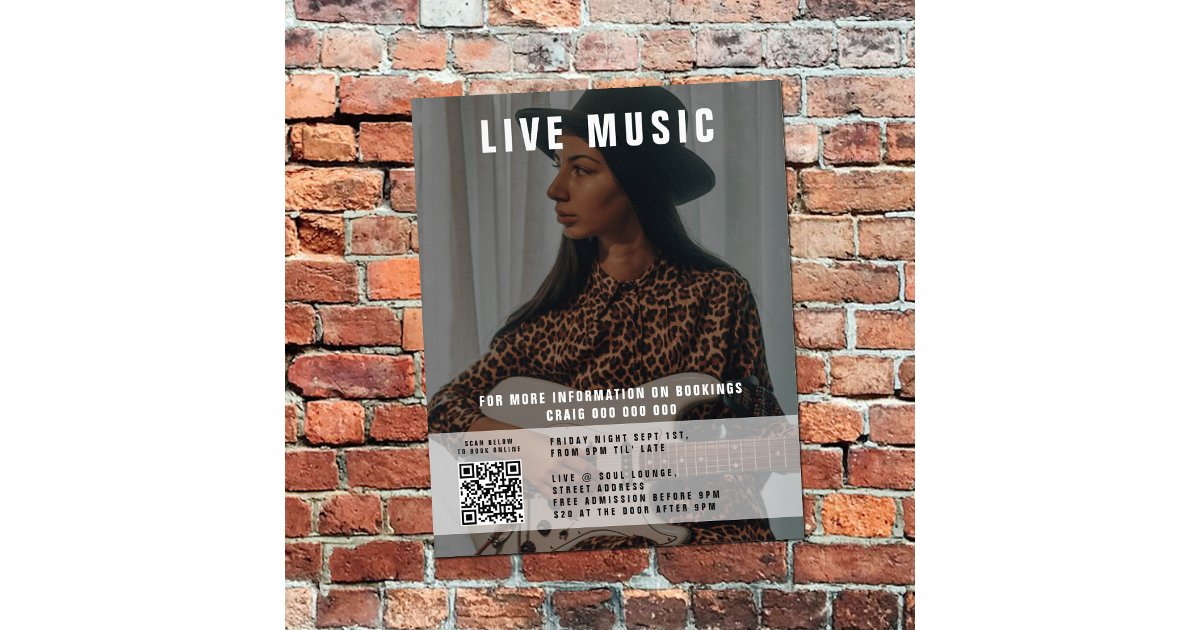 Singer Musician Music Photo Qr Code Promotional Flyer Zazzle