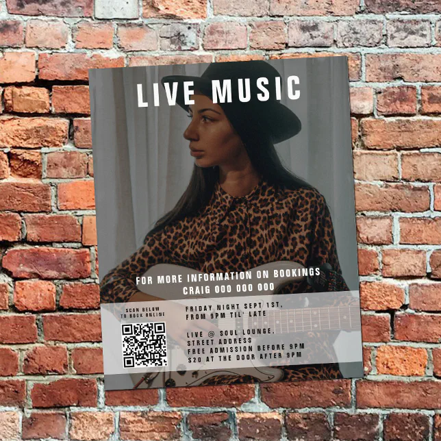 Singer Musician Music Photo QR Code Promotional Flyer | Zazzle