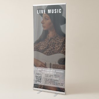 Singer Musician Music Photo QR Code Promotional Retractable Banner | Zazzle