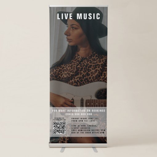 Singer Musician Music Photo QR Code Promotional Retractable Banner | Zazzle