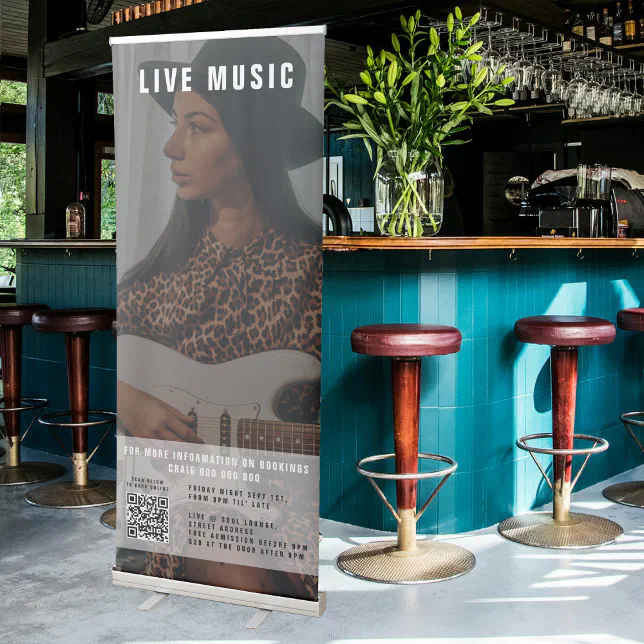 Singer Musician Music Photo QR Code Promotional Retractable Banner | Zazzle