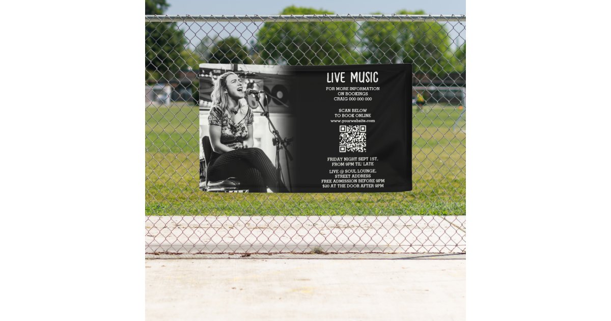Singer Musician Photo Black & White Promotional Banner | Zazzle