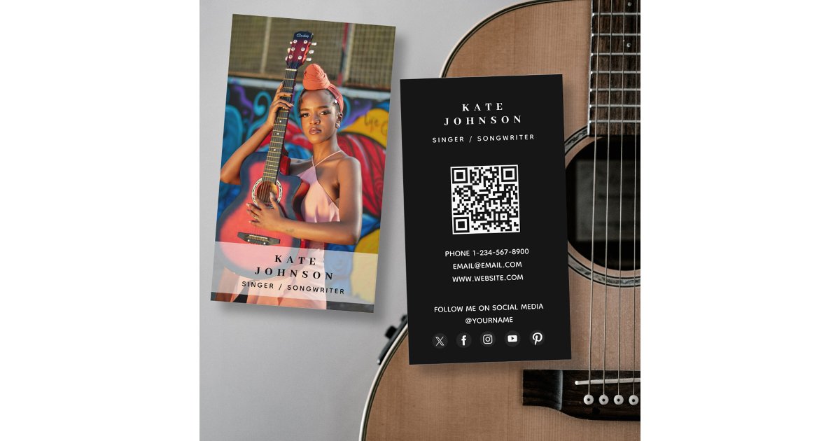 Singer Musician Photo Modern Musical Business Card | Zazzle