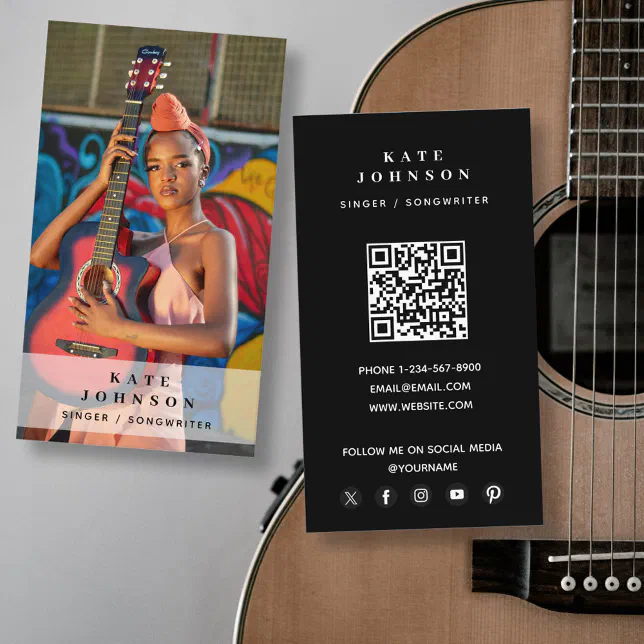 Singer Musician Photo Modern Musical Business Card | Zazzle