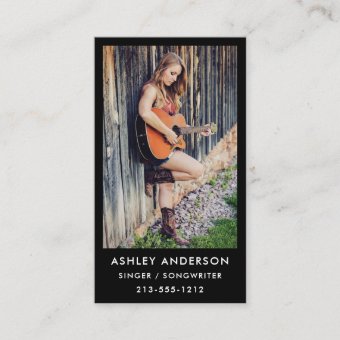 Singer Musician Photo Promo Business Card - Blk | Zazzle