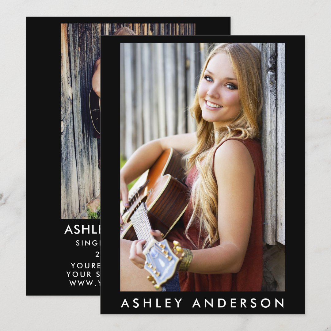 Singer Musician Photo Promo Card - Back Photo | Zazzle