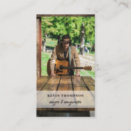 Singer Musician Photo Social Media QR Code Script Business Card | Zazzle