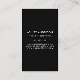 Singer Musician Promo Photo Business Card Blk | Zazzle