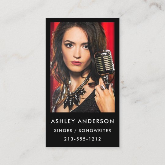 Singer Musician Promo Photo Business Card Blk | Zazzle.com
