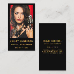 Singer Musician Promo Photo Business Card Gold | Zazzle