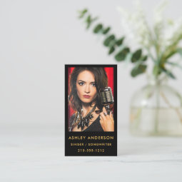 Singer Musician Promo Photo Business Card Gold | Zazzle