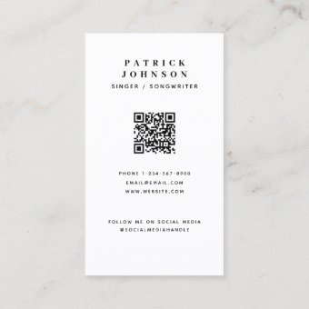 Singer Musician Songwriter Photo QR Code Business Card | Zazzle