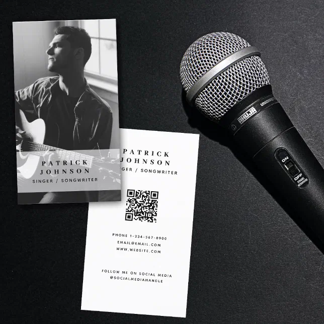 Singer Musician Songwriter Photo QR Code Business Card | Zazzle